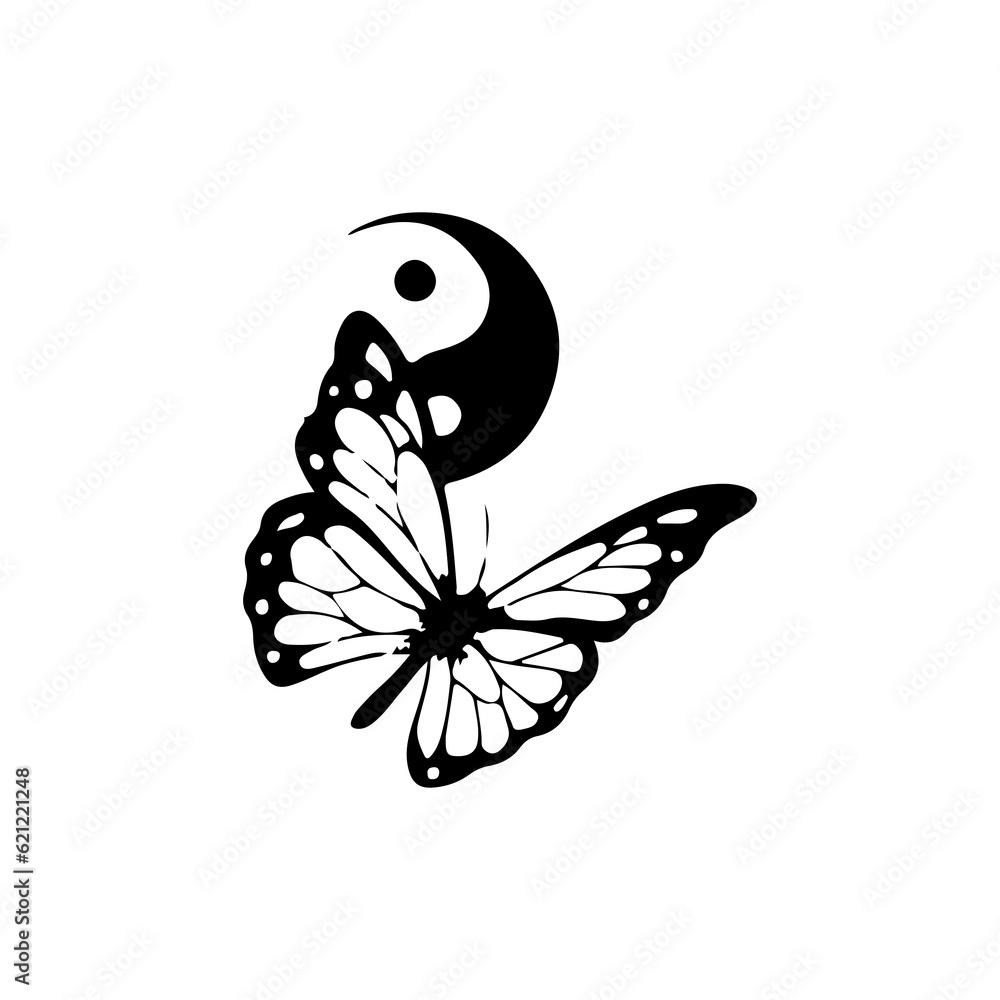 vector illustration of a butterfly with yin yang concept Stock Vector ...
