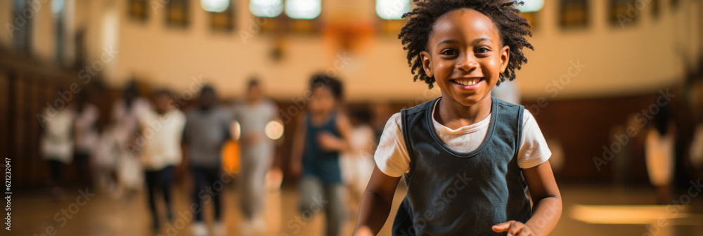 Students Engaged In Physical Education Class Playing Basketball In A ...