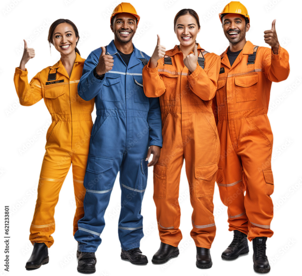 Multi Ethnic Group of young construction workers team of construction ...