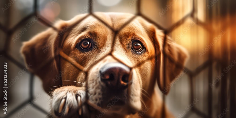 Generative AI. Stray animals concept. Homeless animals in the shelter ...