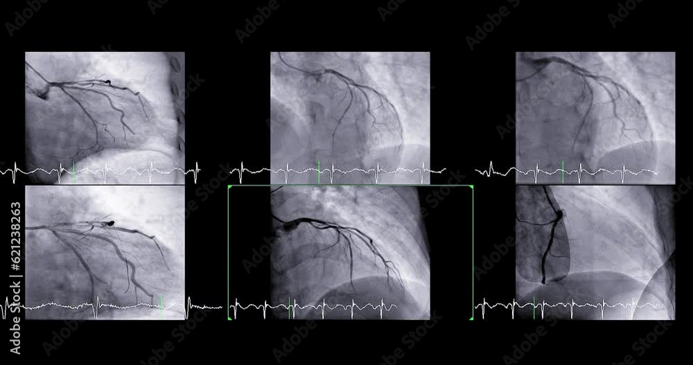 Video „Cardiac catheterization showing coronary arteries used to ...