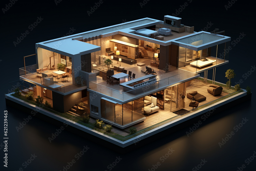Generative AI a model of a modern house in ziphouse style Stock ...