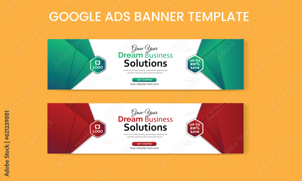 Google Ads banner design template, horizontal and vertical google web ...