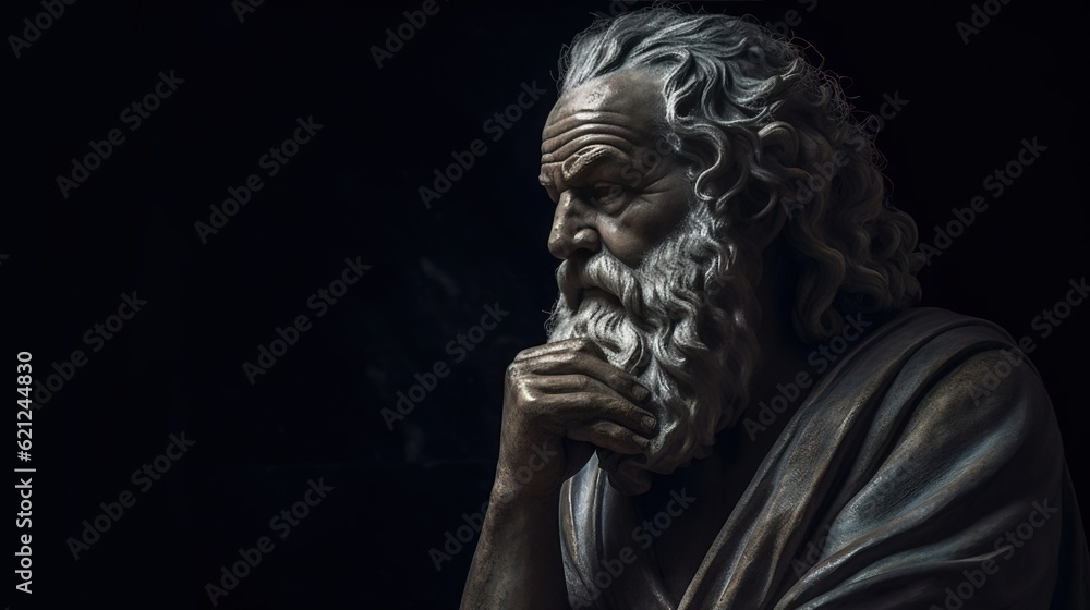 An ancient Greek philosopher reflects on existence. Created with ...