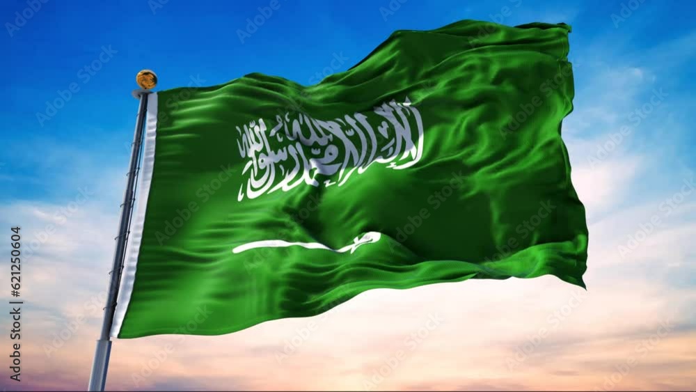 Vidéo Stock The flag of saudi arabia animation , saudi arabia flag ...