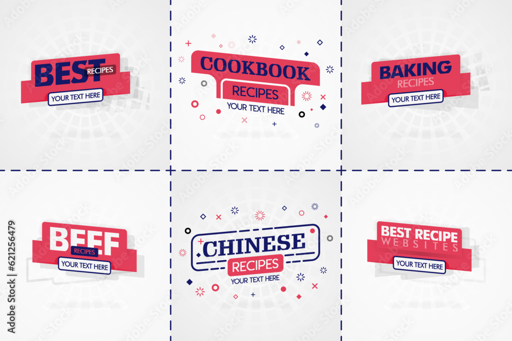 Pink cooking book set for food and recipe magazines. Restaurant menu ...