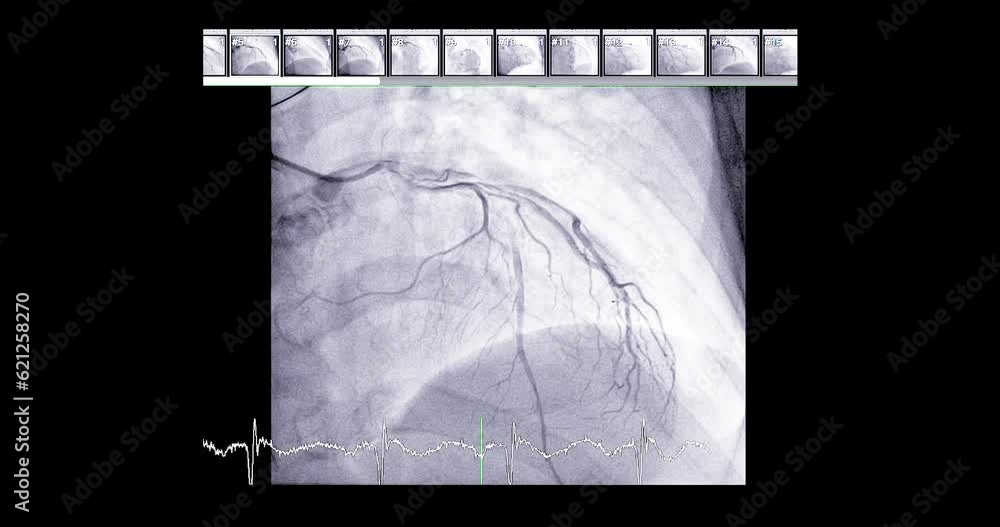 Cardiac catheterization showing coronary arteries used to diagnose and ...