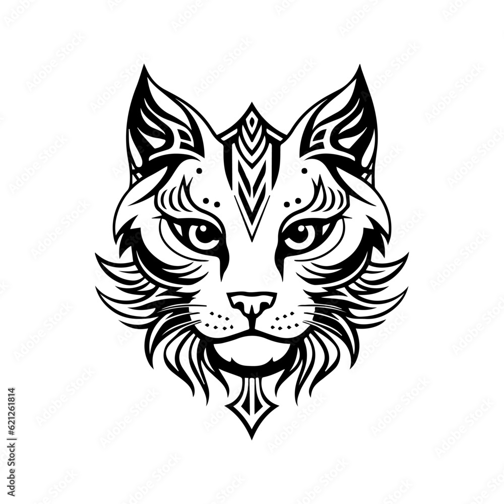 Ancient Celtic mythological symbol of cat, cat logo, isolated on white ...