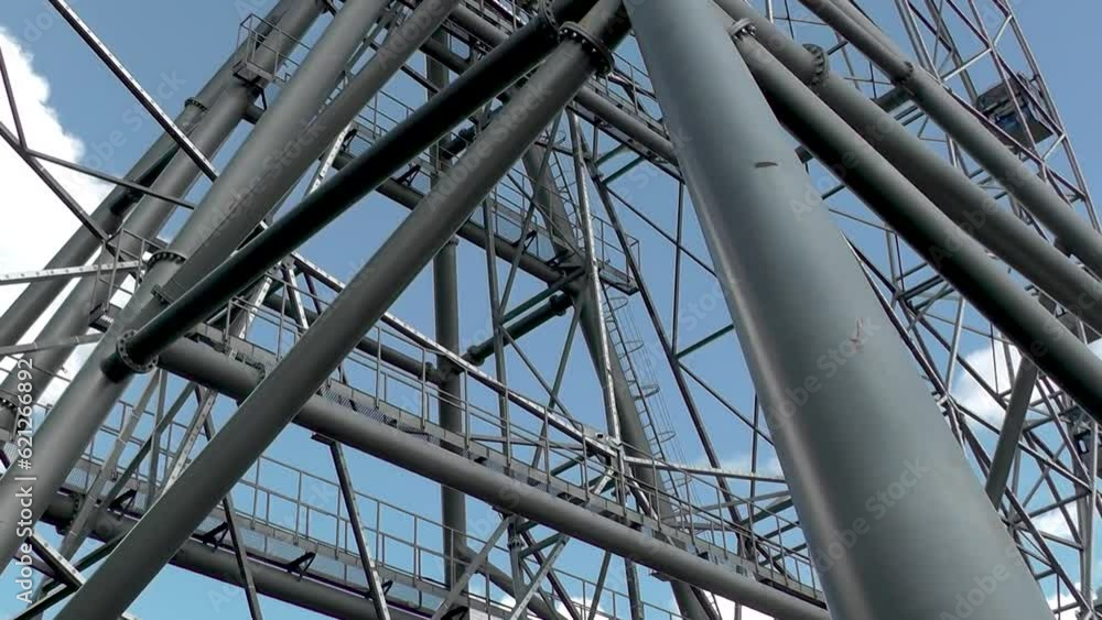 Parts of a metal structure made of welded metal beams and pipes Stock ...