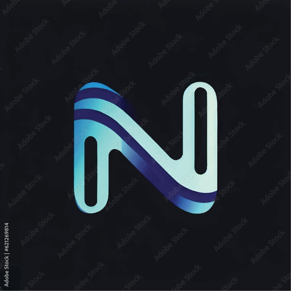 logo illustration of the letter n on a black background Stock Vector ...
