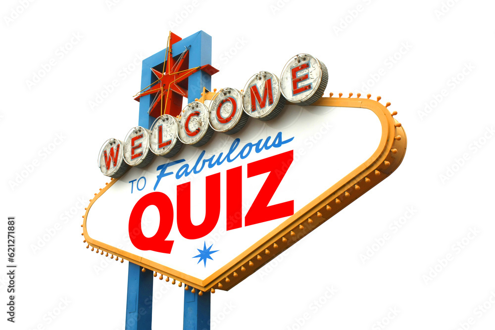 Quiz on Las Vegas neon sign / transparent background Stock Photo ...