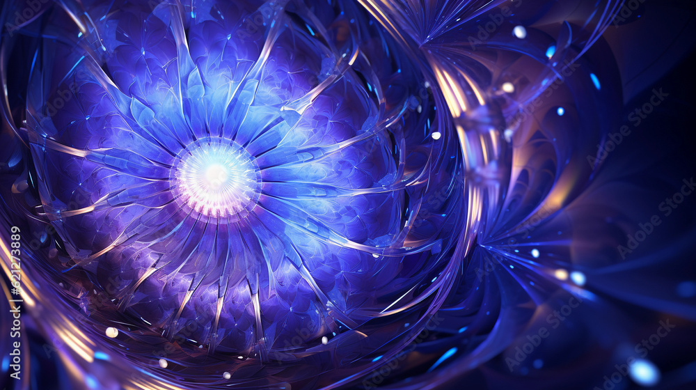 An abstract visualization of AI, illustrated as a 3D geometric fractal ...