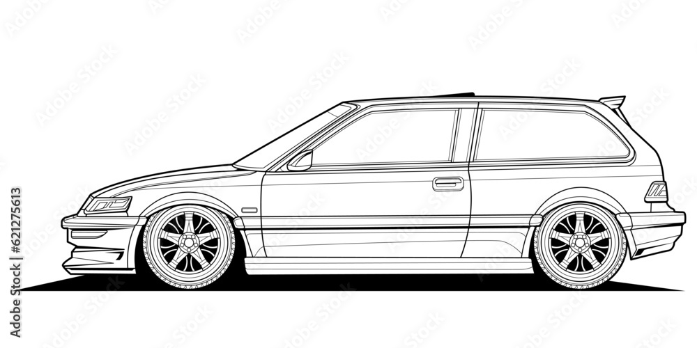 Coloring book page for adult drawing. Paper. Car with outlines. Vector ...