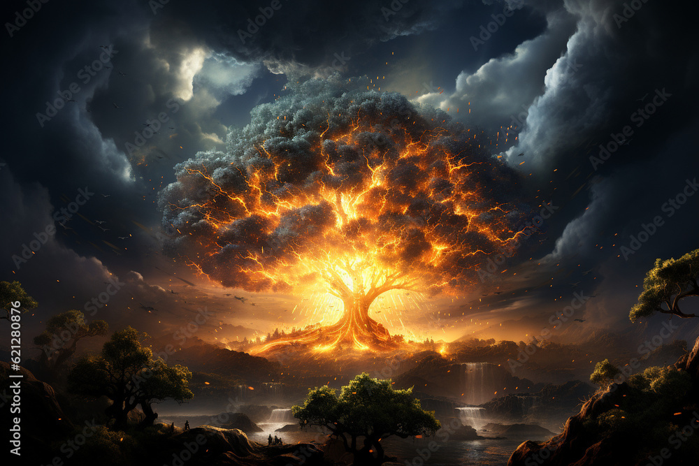 creation of the world and all living things by God in the book of Genesis Generative AI Stock ...