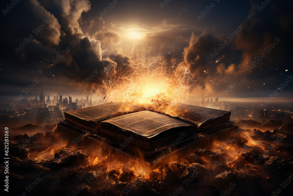 Illustrazione Stock The book of Revelation presents apocalyptic visions and prophecies ...