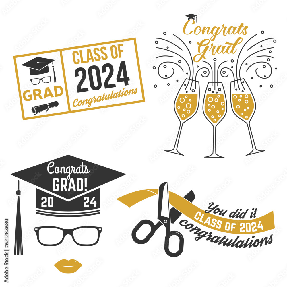 Set of Vector Class of 2024 badges Concept for shirt, print, seal ...