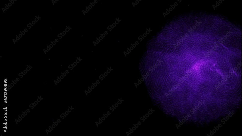 Animated neon particles forming a circle. Sphere animation with ...
