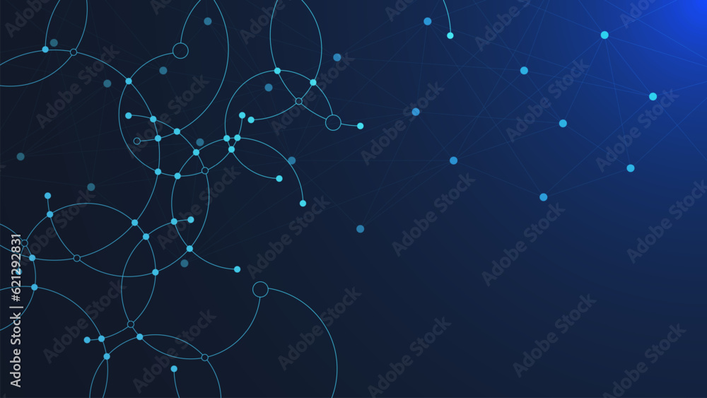 Abstract overlapping circle and dots background. Global network ...