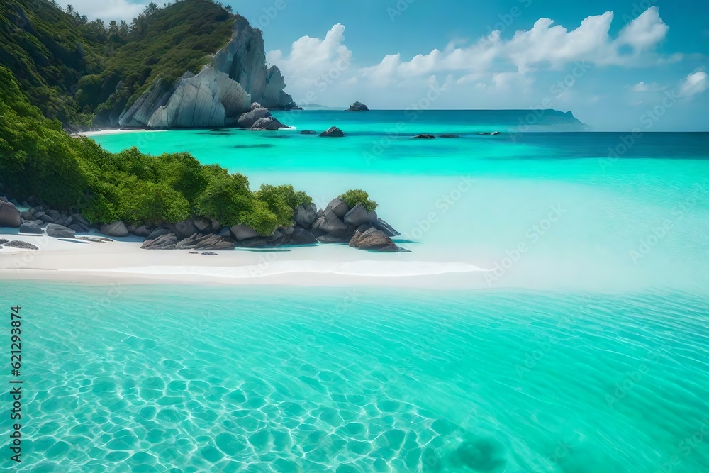 beach with turquoise water wallpaper and background generated by AI ...