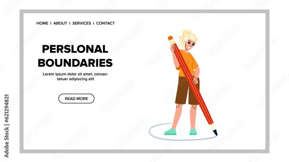 social personal boundaries vector. boundary female, psychology distance ...