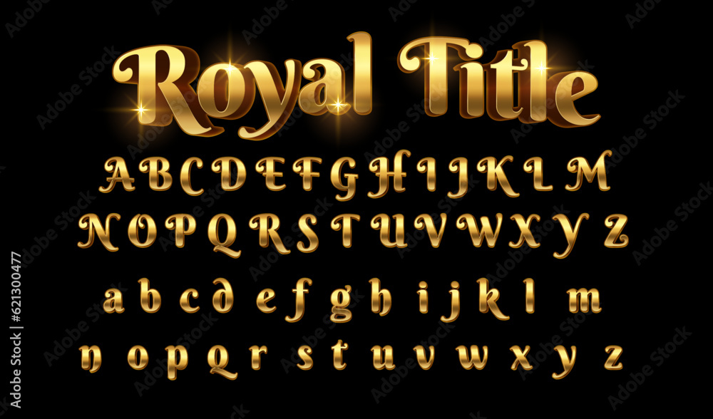 Royal modern alphabet gold fonts. technology typography golden Curve ...