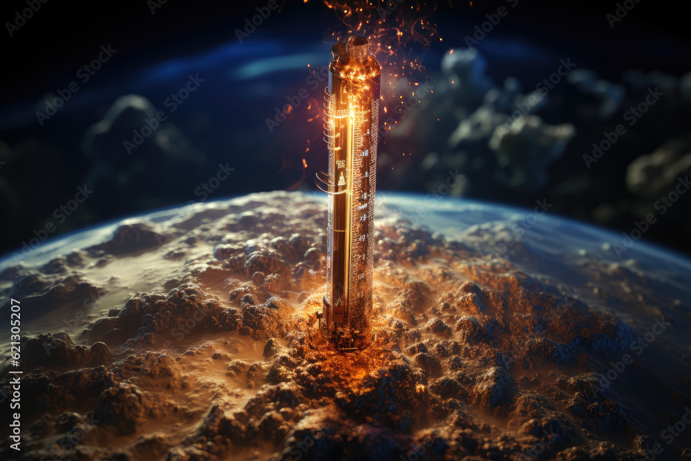 Earth experiencing extreme high temperatures, depicted with a ...