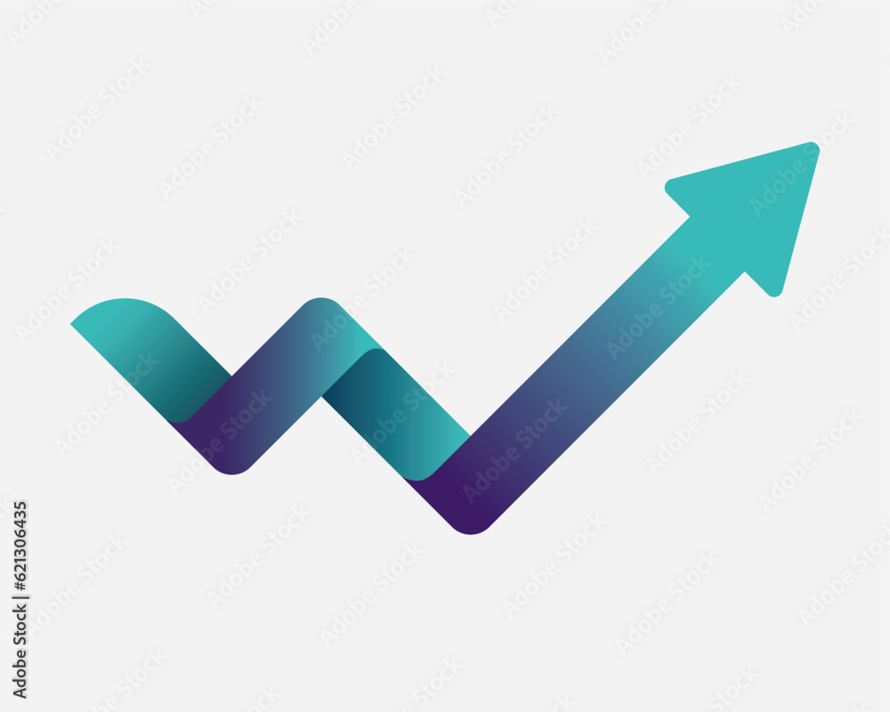 Upward direction arrow vector graphic icon showing business growth bar ...