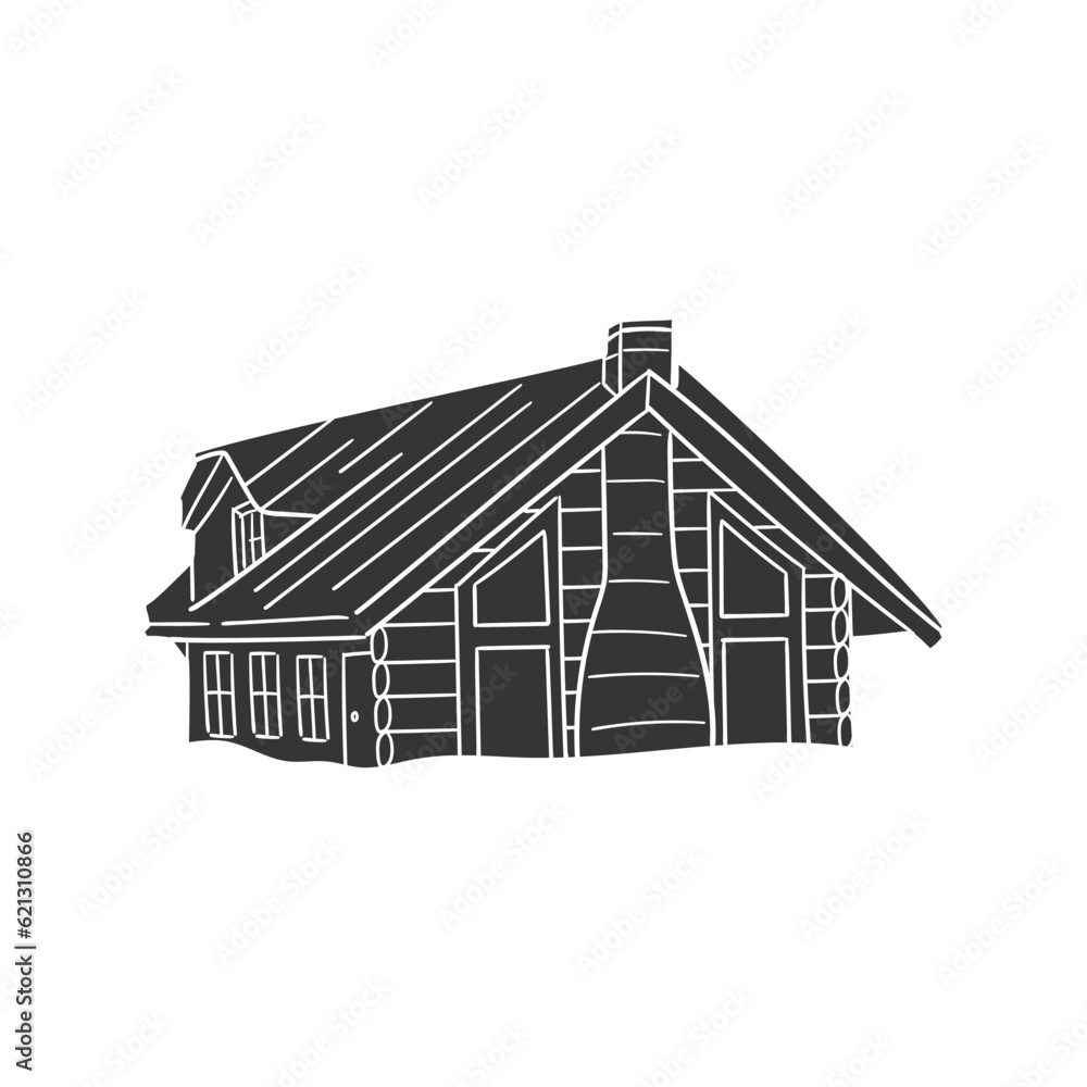 Cottage Icon Silhouette Illustration. Outdoors Cabin Vector Graphic ...