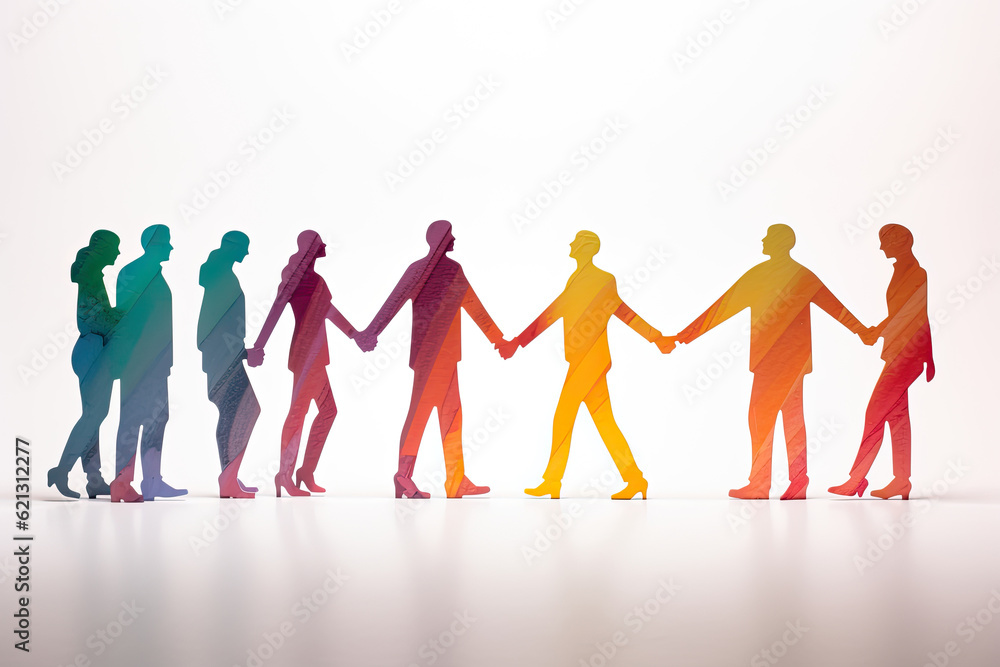 Paper silhouette figures of people in rainbow color - businessmen and ...