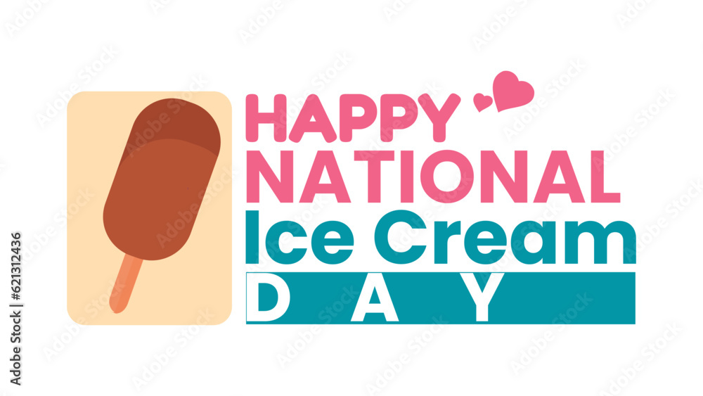 Happy National Ice Cream Day card. A Chocolate Popsicle with Text on a ...