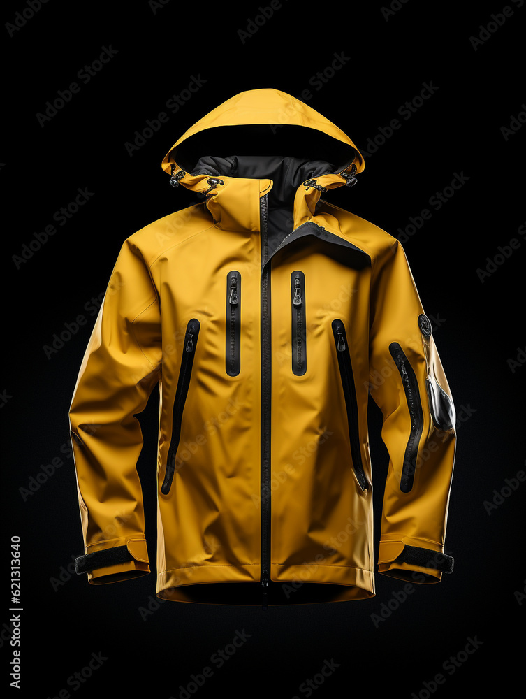 Bright color raincoat or rain jacket isolated on a white background ...