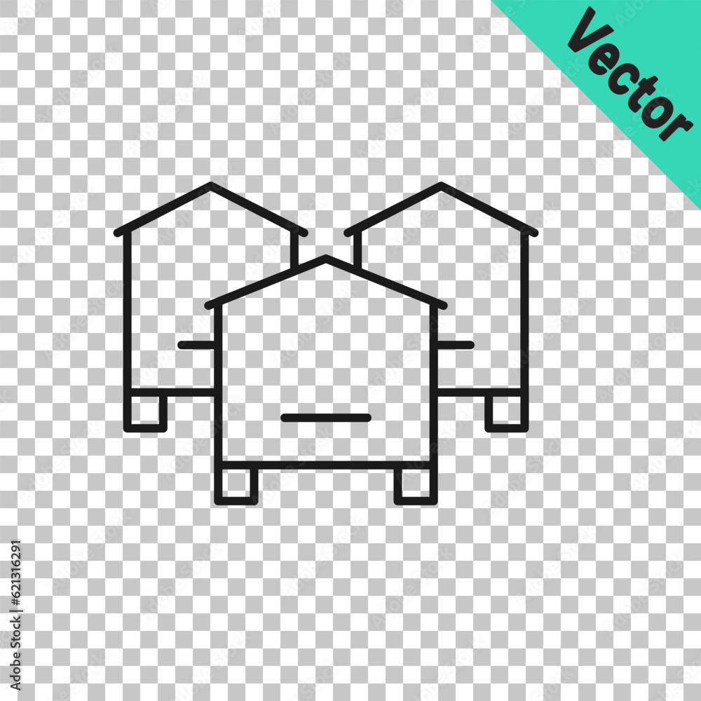 Black line Hive for bees icon isolated on transparent background ...