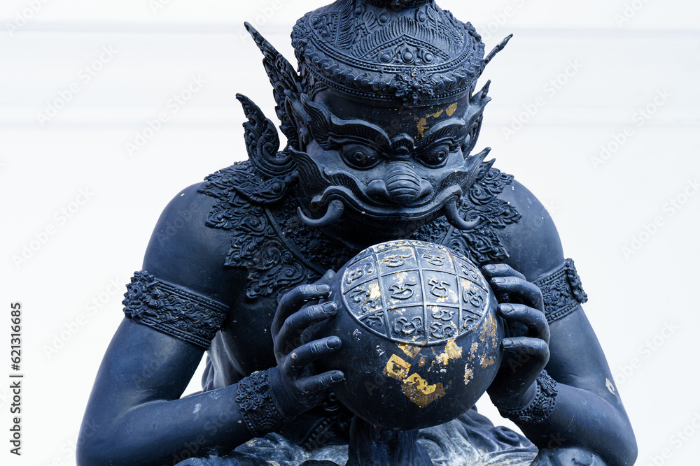 Phra Rahu the name of Thai and India god, The black giant eating the ...