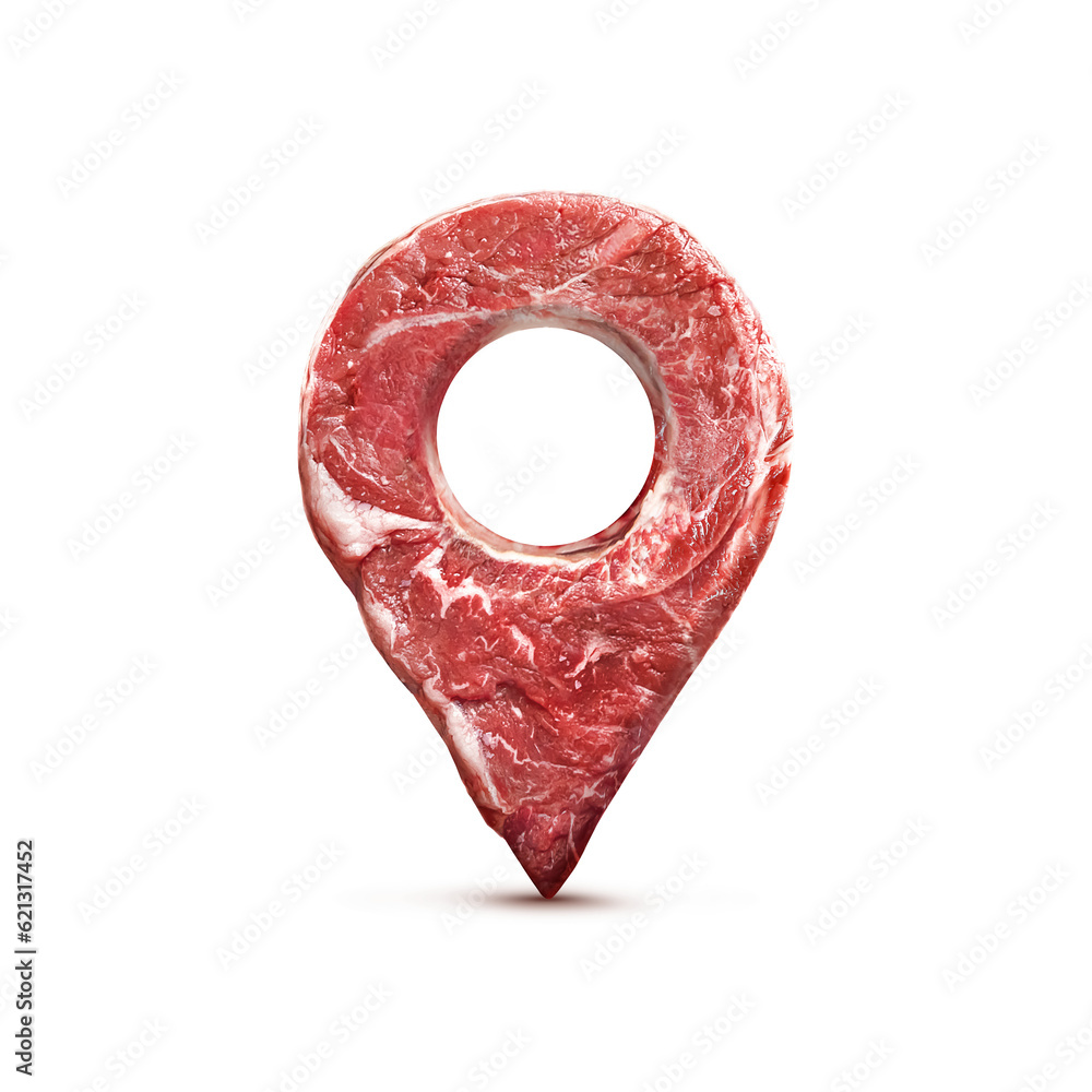 Ilustrace „Mark meat map location icon illustration on isolated white ...