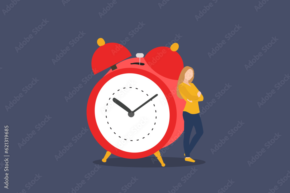 Business woman beside alarm clock. concept of relax and refresh from ...