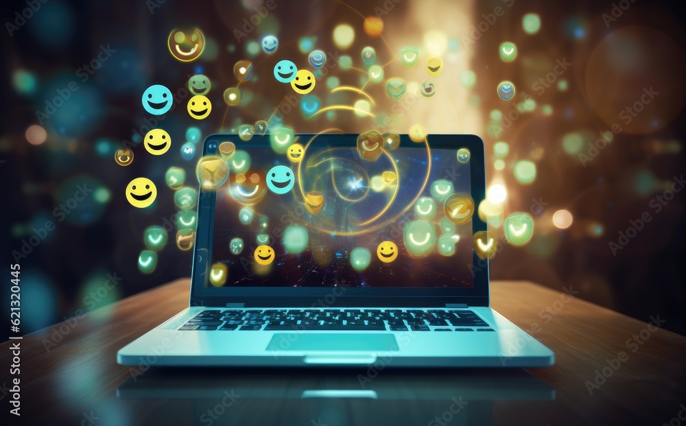 Emoticons, Smiles, Emoji, Fluttering, Floating, Laptop, Notebook, Pc ...