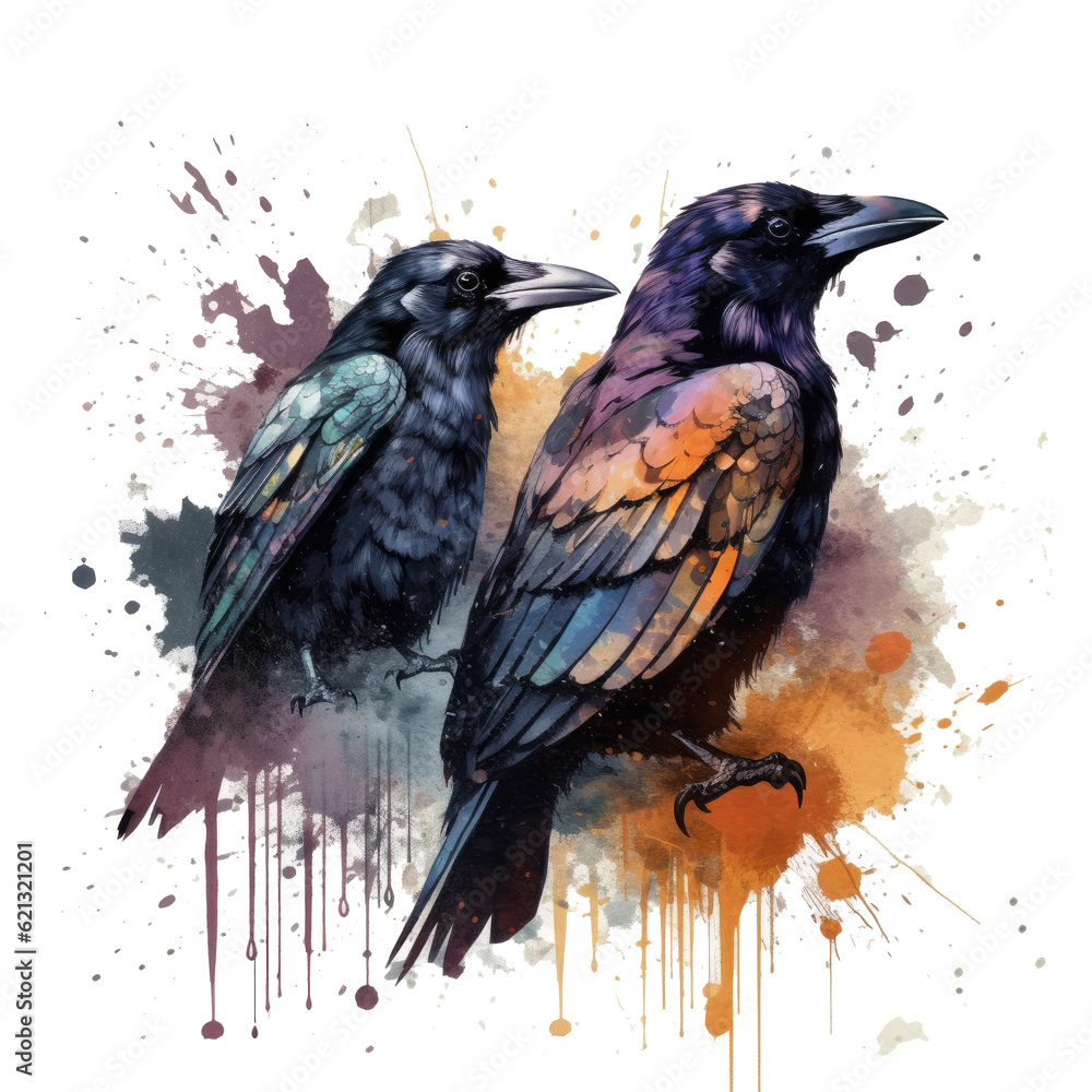 Vintage Ravens and Crows t-shirt design, featuring a flock of ravens ...