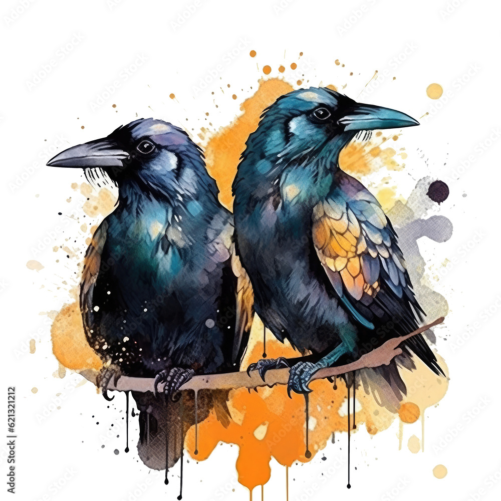 Vintage Ravens and Crows t-shirt design, featuring a flock of ravens ...