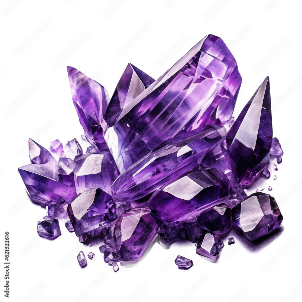 Purple Amethyst Crystal Shards Realistic , isolated on transparent ...