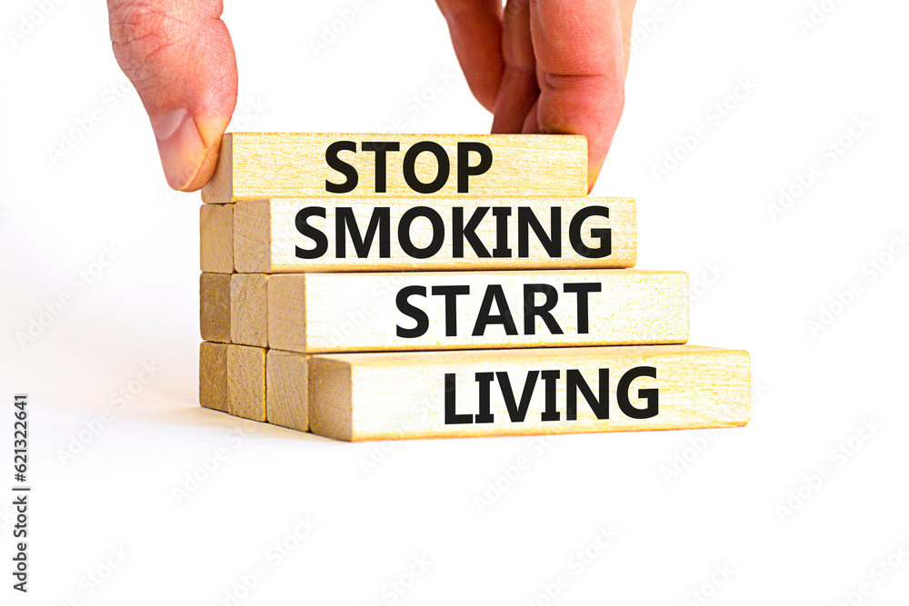 Stop smoking start living symbol. Concept words Stop smoking start ...