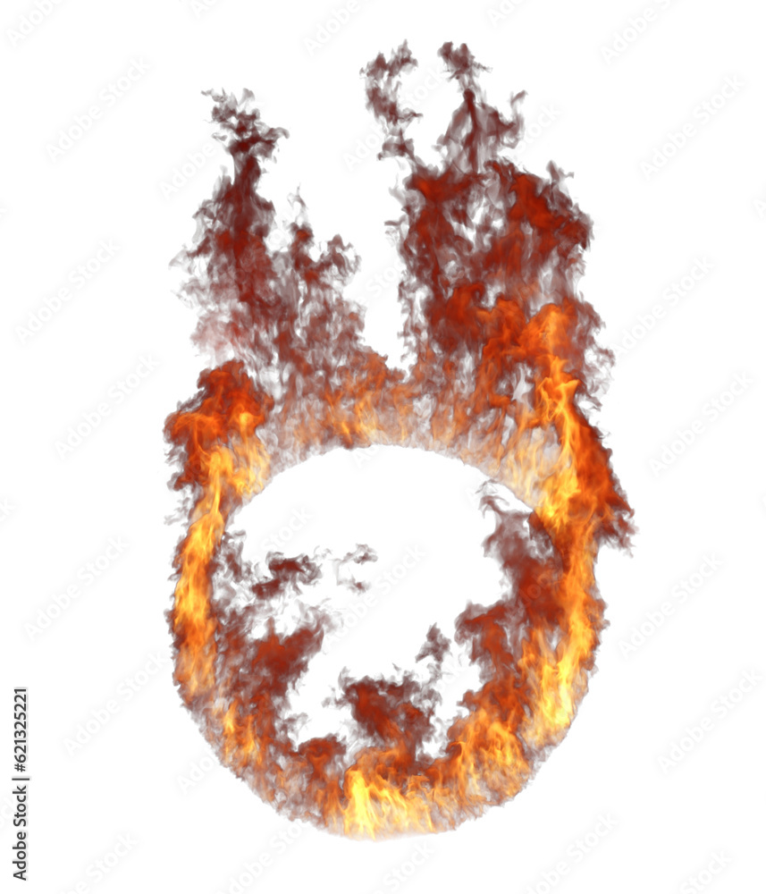 Ring shapes fire flames cut out transparent backgrounds effect 3d ...