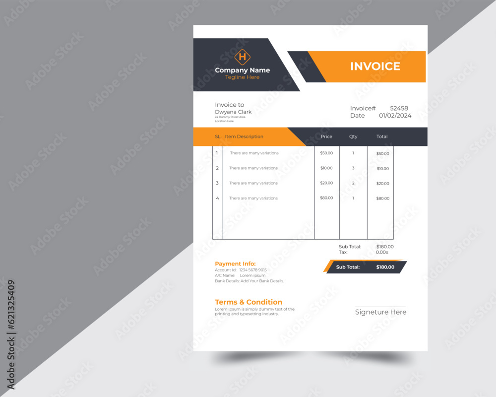 Customizable business invoice template. Bill form business invoice ...
