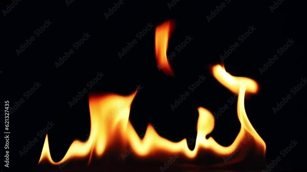 Fire Flames Igniting And Burning. Real flames ignite on a black ...