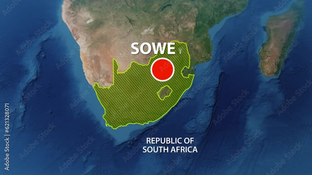 Designation of the borders of South Africa on the map and the mark of ...