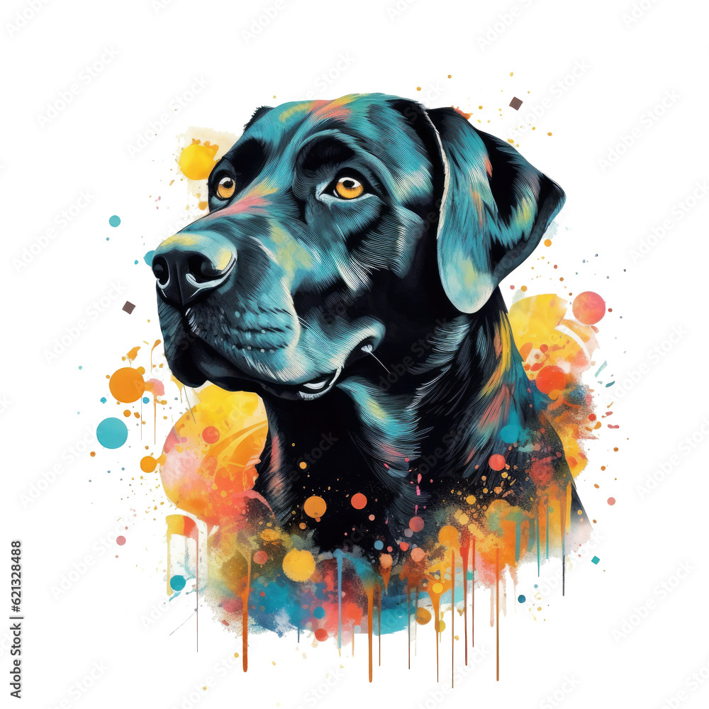 Watercolor Black Labrador t-shirt design, featuring a loyal black ...