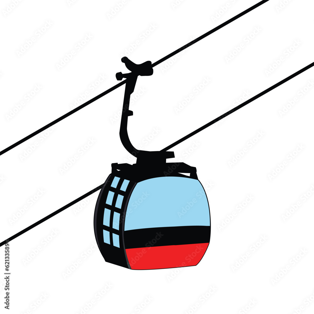 Cable Car Vector illustration. Cable car on rope way. Retro technology ...