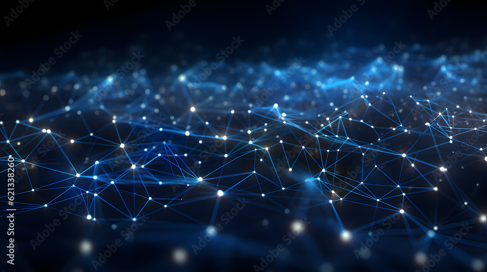 Blue Abstract futuristic network lines background. Network technology ...