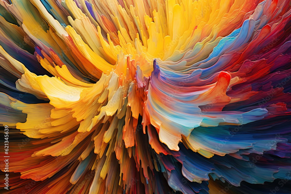 cascade of abstract colors descending like a waterfall, imbuing the ...