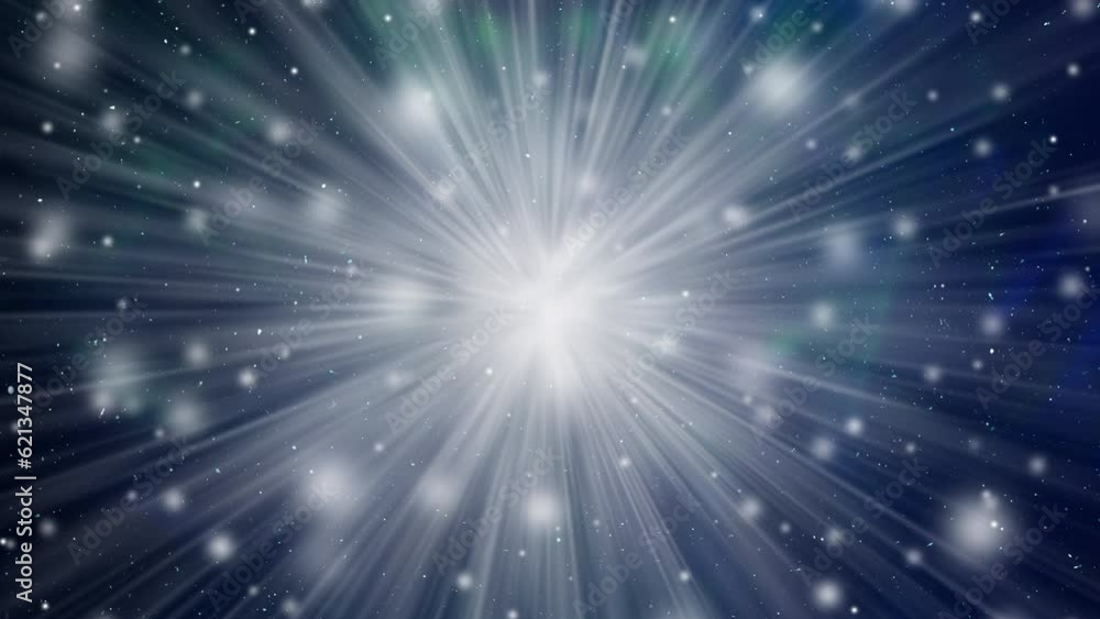 Night sky with stars moving towards the camera and a bright luminous ...