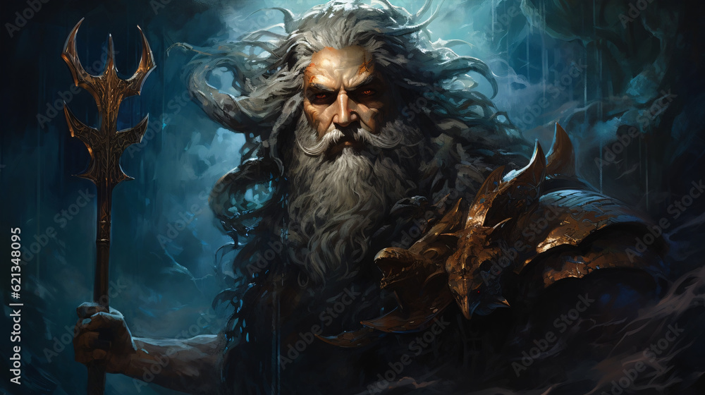 Poseidon God of Sea and Water figure character. Ancient greek god ...